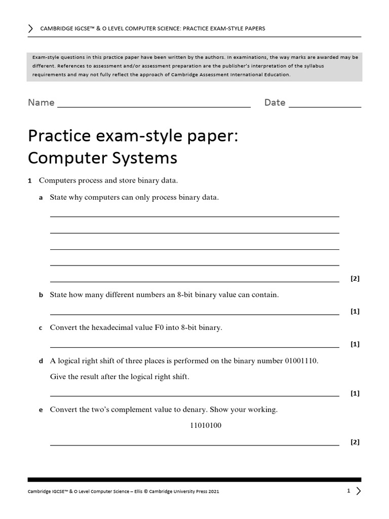 Igcse Compsci 2ed TR Paper 1 | PDF | Byte | Computer Data Storage
