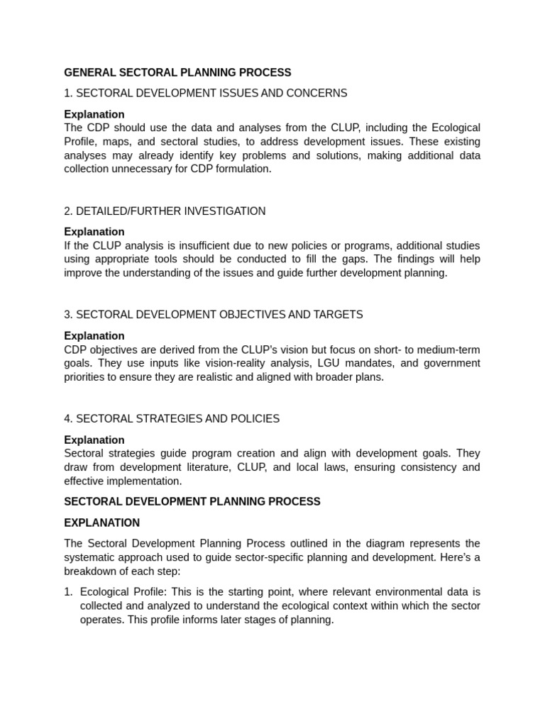 Sectoral Development Planning Process Guide | PDF | Policy | Goal