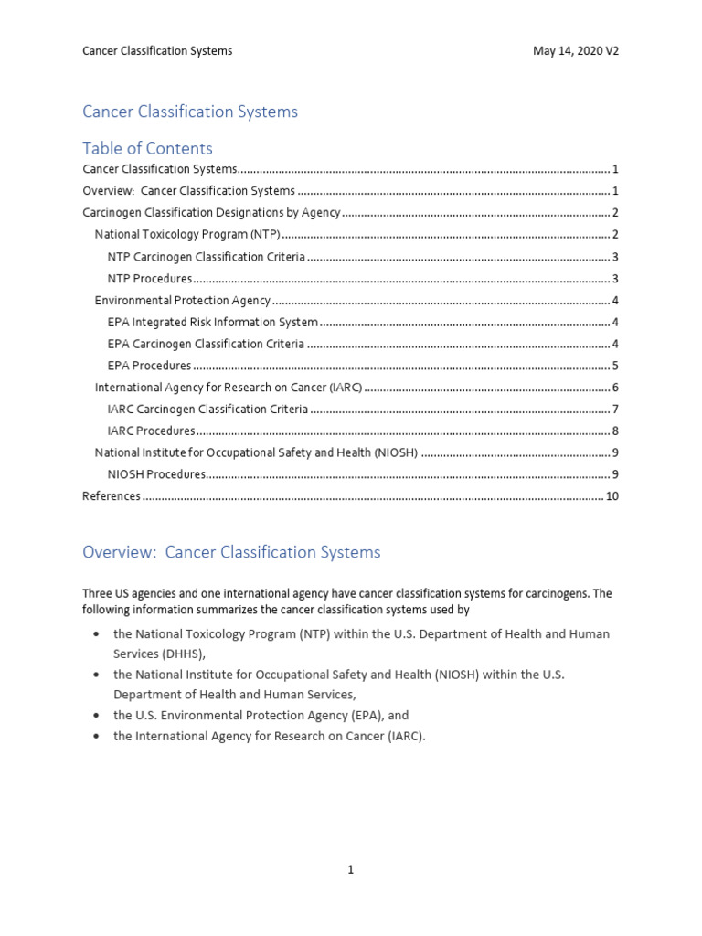 ATSDR Cancer Classification Systems 508 | PDF | Carcinogen ...