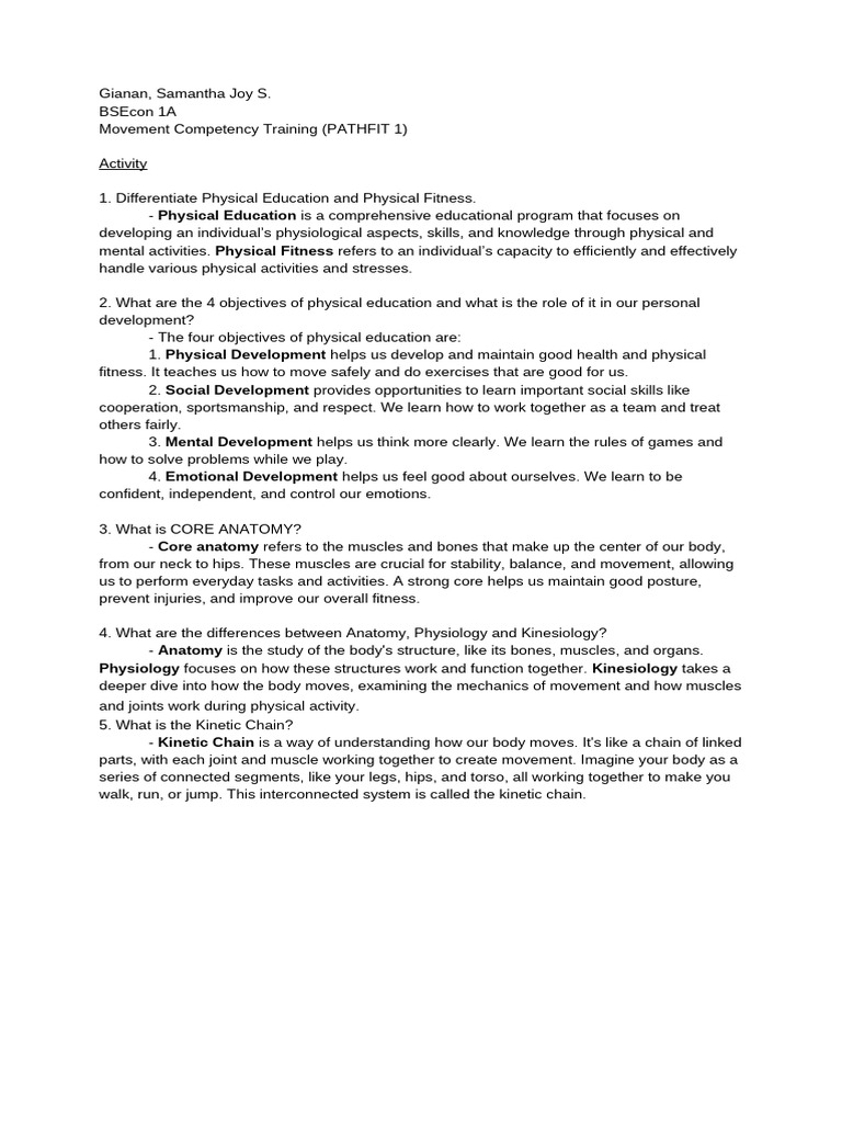 PATHFIT 1 - Activity | PDF