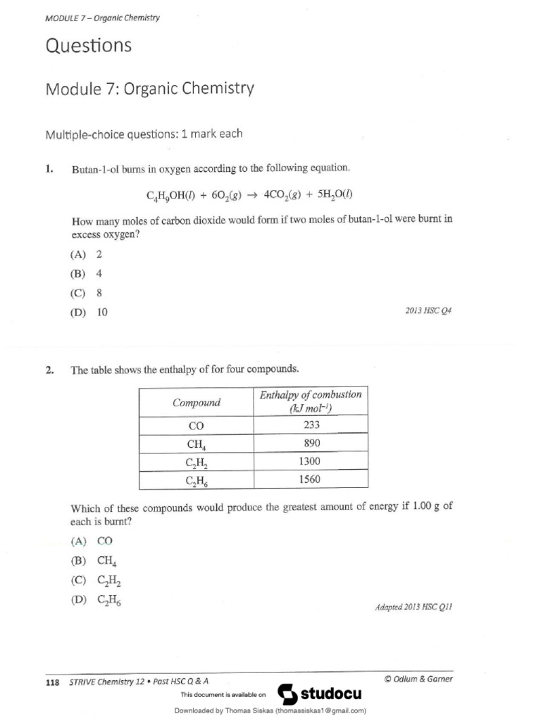 Module 7 Chemistry Questions Practice | PDF