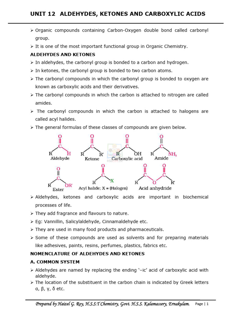 Hsslive-Xii-Chem-12. Aldehydes Ketones and Carboxylic Acids | PDF ...