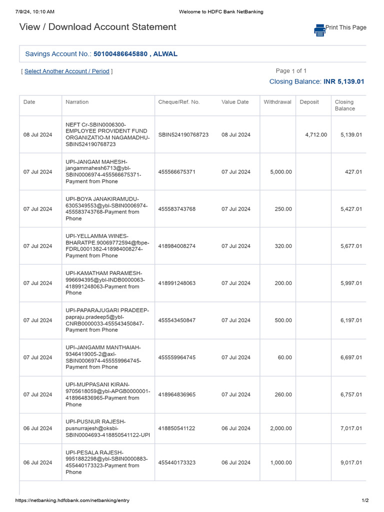 Welcome To HDFC Bank NetBanking | PDF | Banks | Service Industries