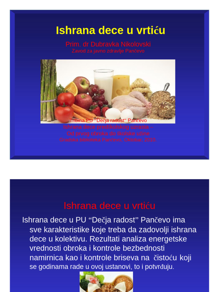 Ishrana Dece U Vrticu | PDF