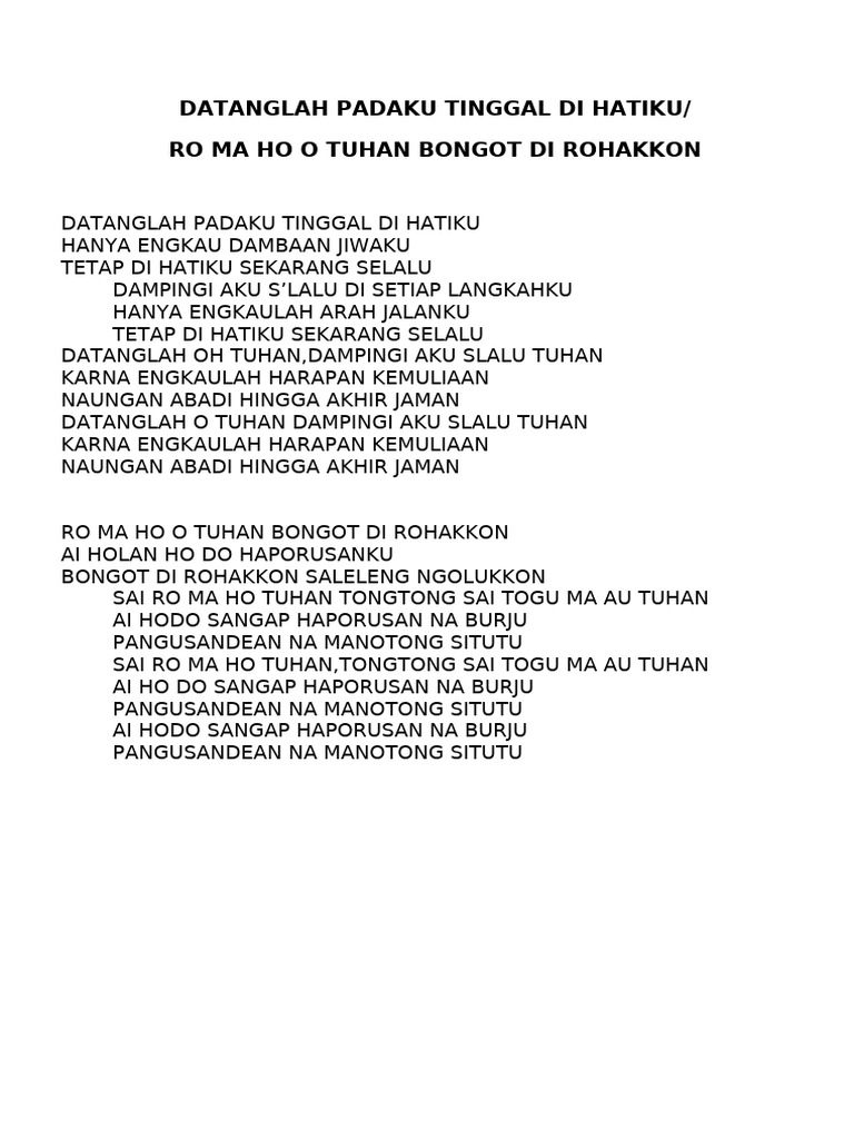 Datanglah Padaku Tinggal Di Hatiku | PDF