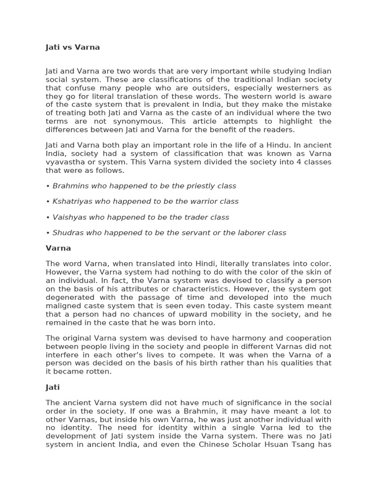varna aur jati | PDF | Caste