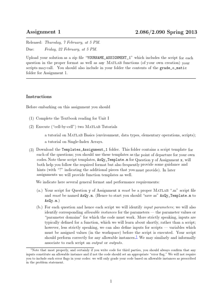 dfdc8e33b5e45ce1a72fe1b48e69c631_MIT2_086S13_assignment1 | PDF | Parameter (Computer Programming ...