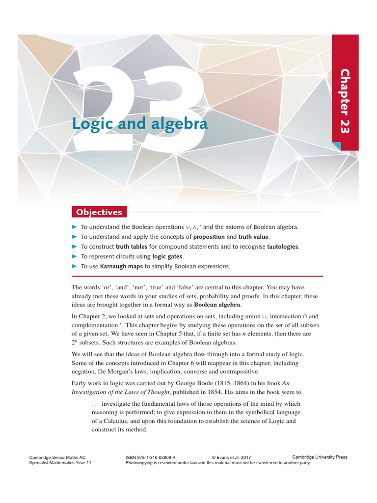 Chapter 23 - Logic Applications (With Answers) | PDF | Boolean Algebra ...