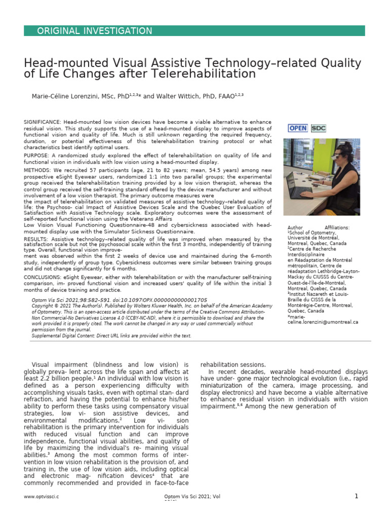 Head-Mounted Visual Assistive Technology-Related Quality of Life ...