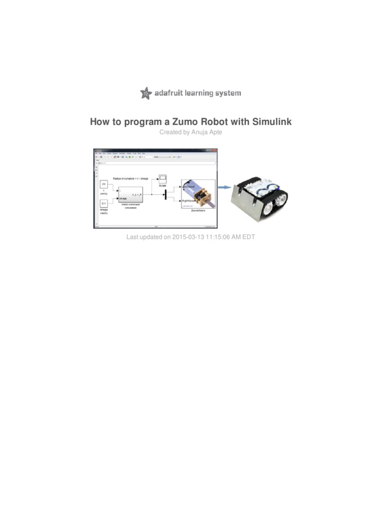 Zumo Robot Control With Simulink | PDF | Matlab | Arduino