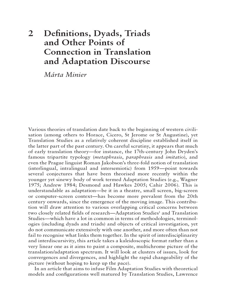 Definitions, Dyads, Triads and Other Points of Connection in ...