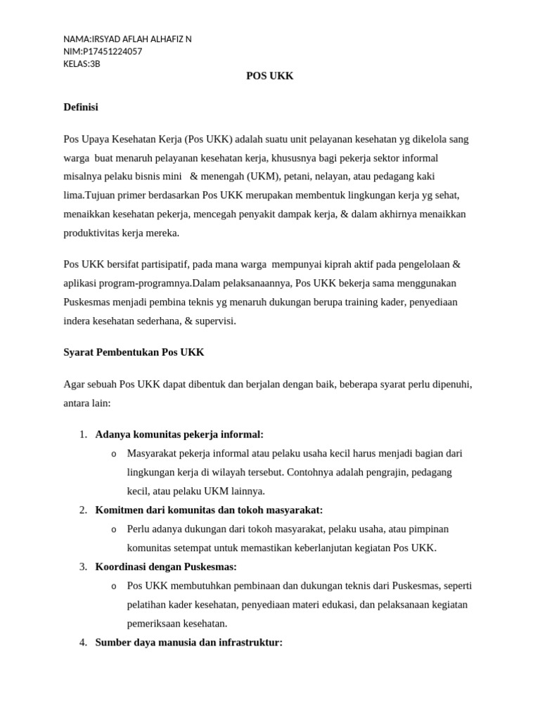 Pos Ukk - Irsyad Aflah | PDF