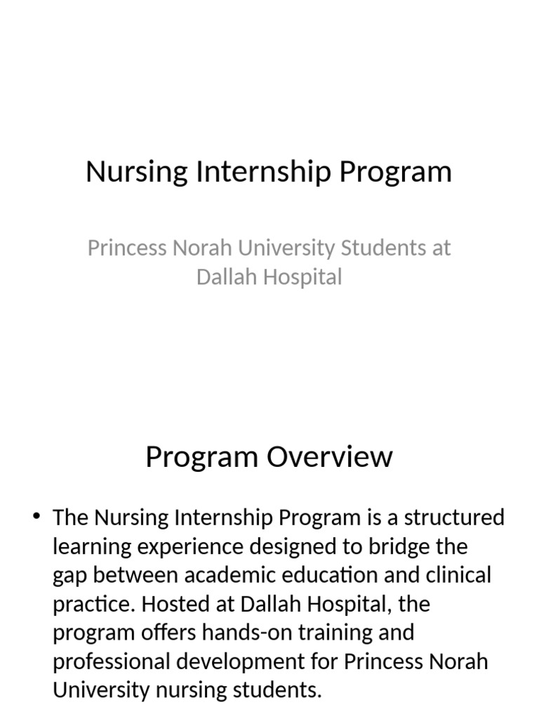 Specified Nursing Internship Program Presentation | PDF | Nursing ...