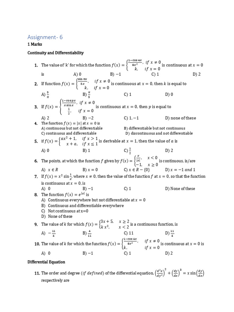 Assignment- 6 Mod MCQ-1 | PDF | Matrix (Mathematics) | Mathematical Objects