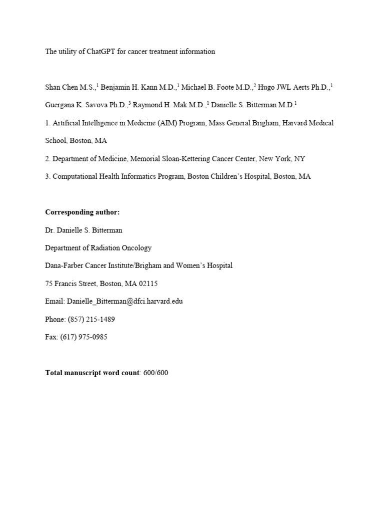 6-The Utility of Chat GPT For Cancer | PDF | Cancer | Creative Commons ...