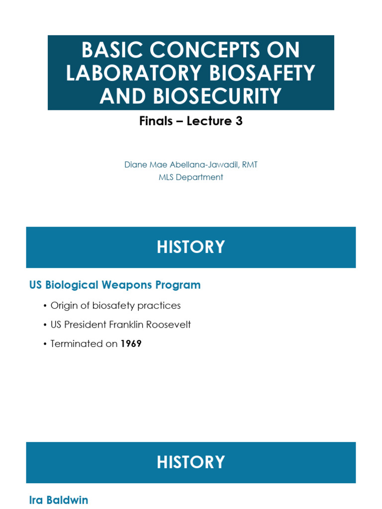Laboratory Biosafety and Biosecurity Overview | PDF | Epidemiology ...