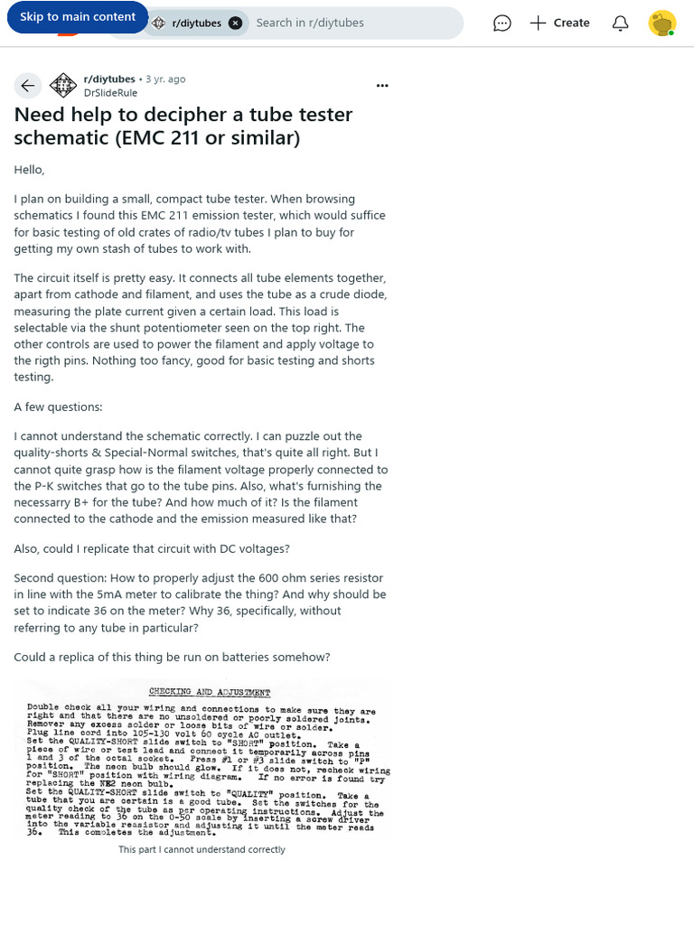 Need Help To Decipher A Tube Tester Schematic (EMC 211 or Similar) - R ...