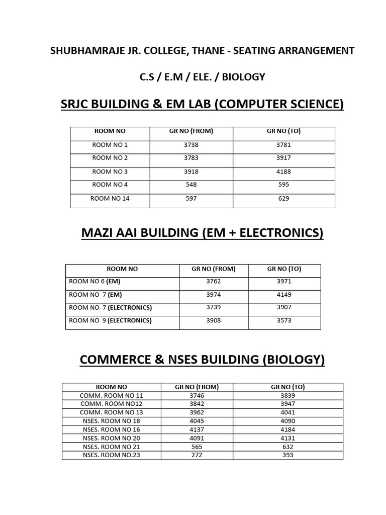 Xii First Semester Exam Display List 24-25 (CS, Em, Ele, Bio) | PDF