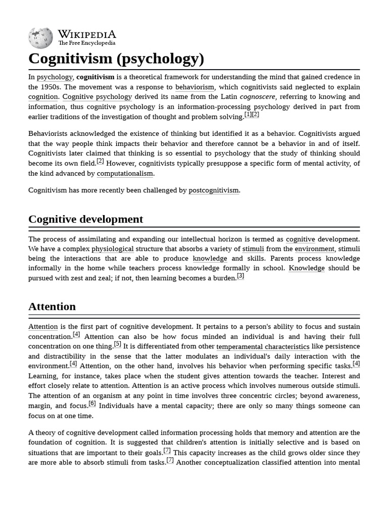 Cognitivism_(psychology) | PDF | Cognitive Psychology | Psychology