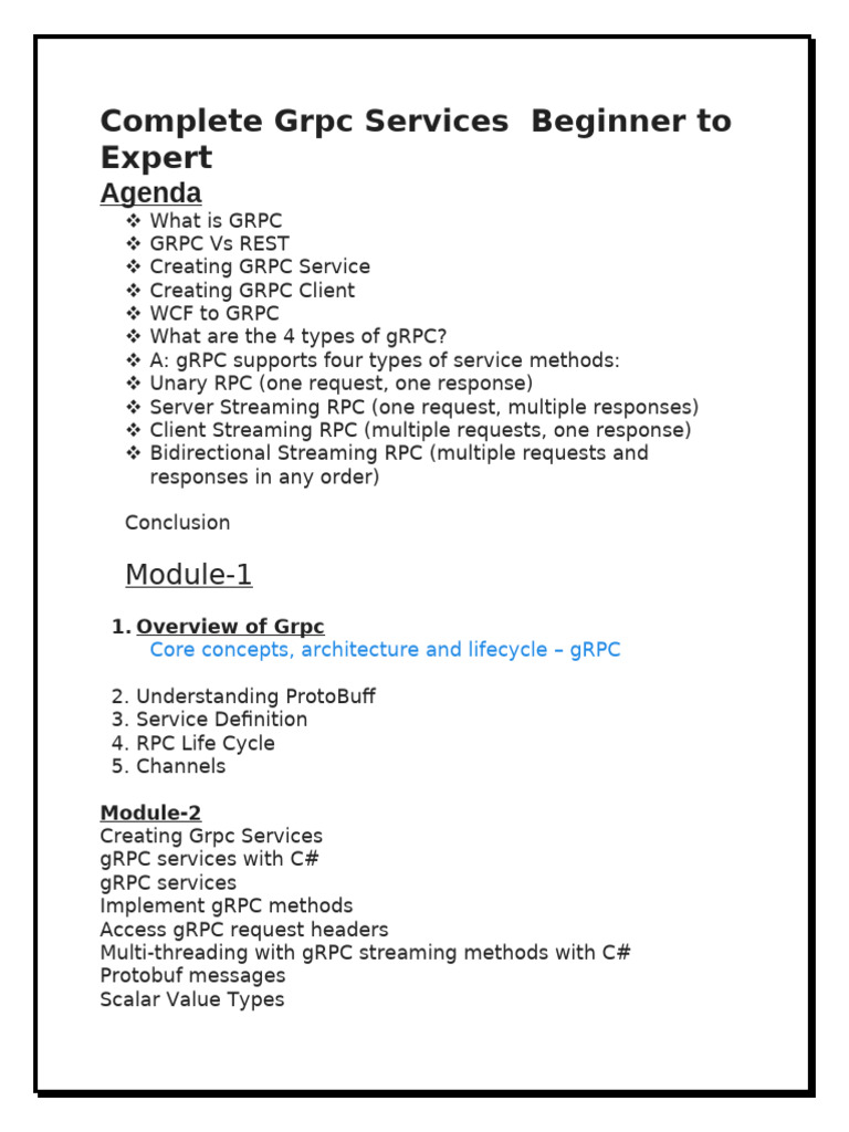 Complete Grpc Services Beginer to Expert | PDF | Network Architecture | Computer Programming