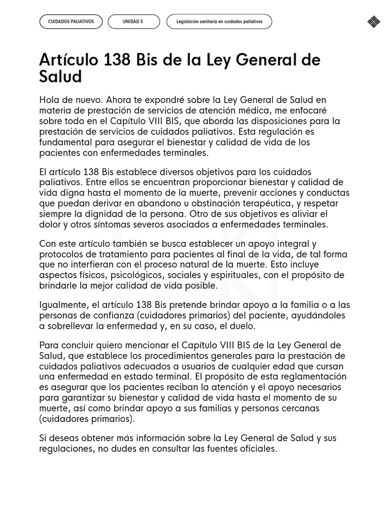 Cuidados Paliativos según Art. 138 Bis | PDF