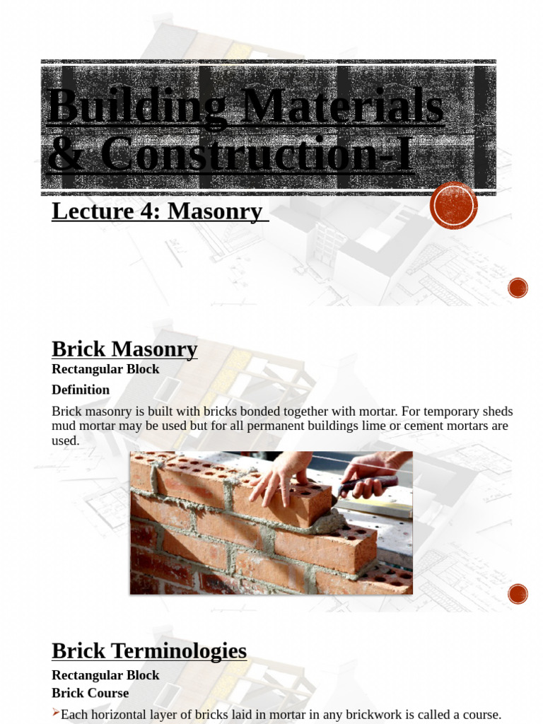 004 Lecture 4 Brick Masnory & Defects | PDF | Masonry | Brick