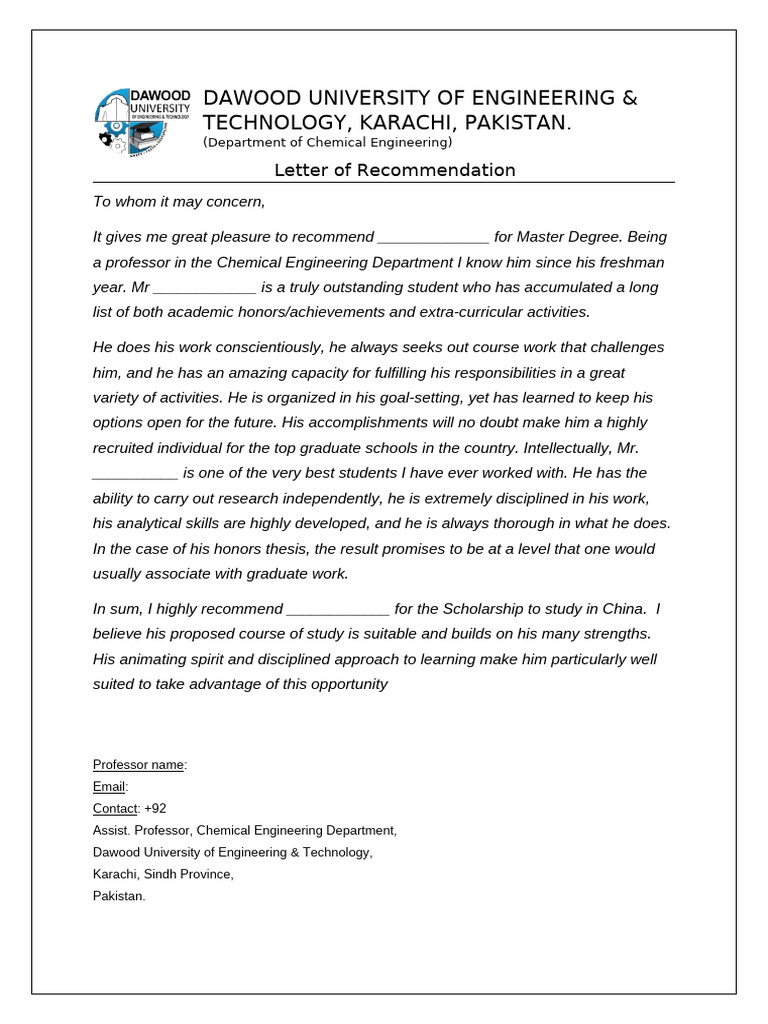 Recommendation Letter Sample | PDF