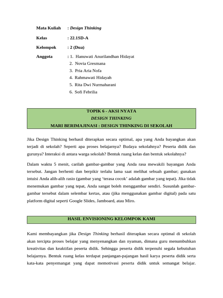 T.6 - Aksi Nyata - Design Thinking | PDF