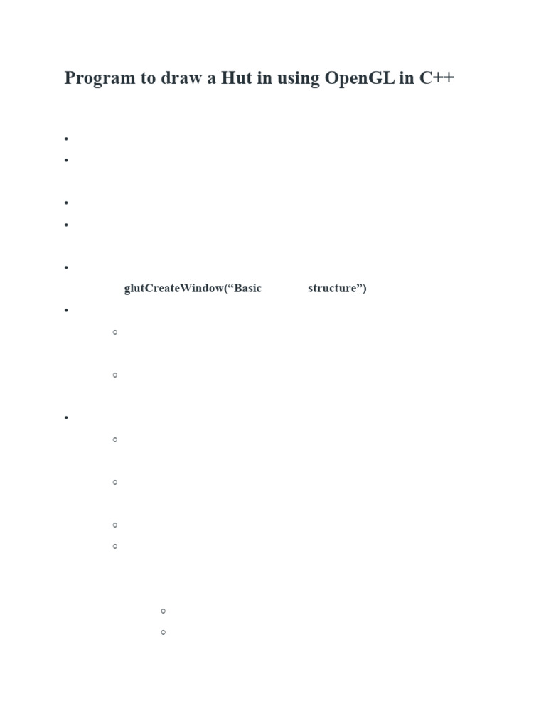 Program to Draw a Hut in Using OpenGL in C | PDF | Computer Engineering | Software