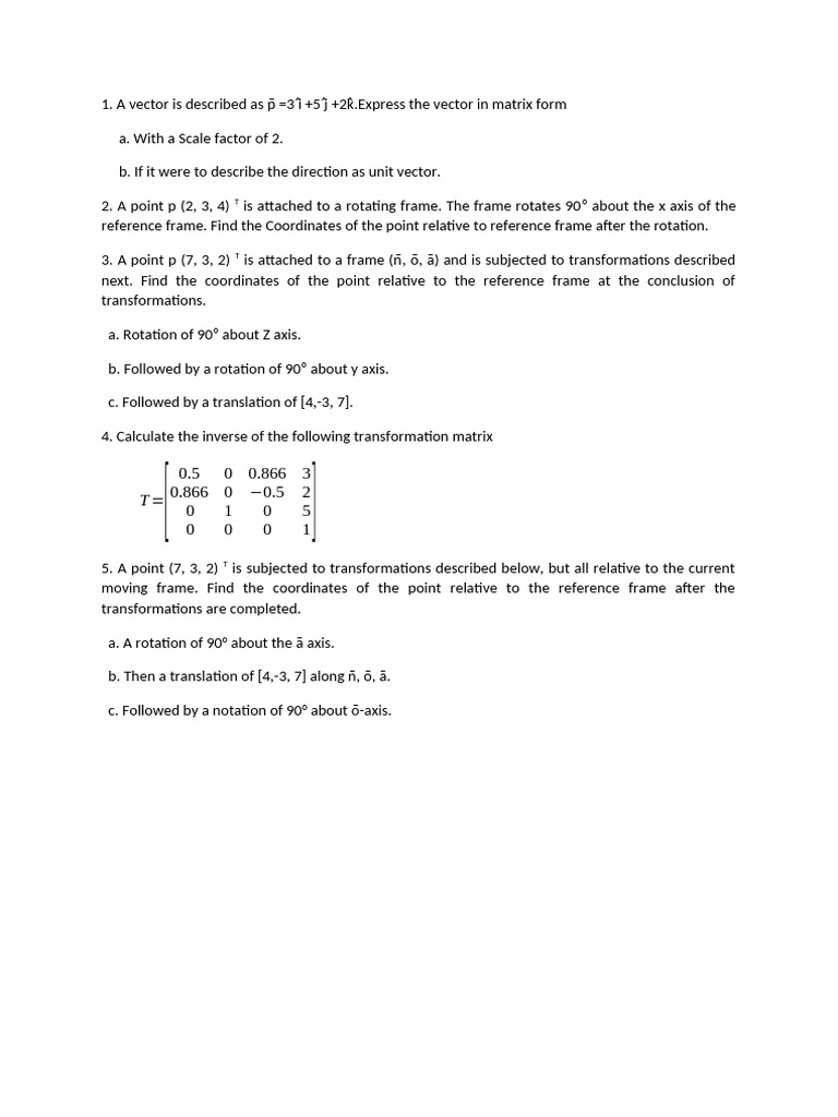 Robotics Unit 2 Questions | PDF