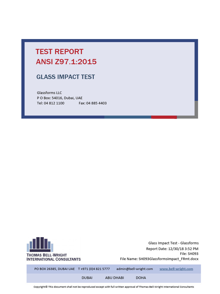 Glass impact test | PDF | Calibration | Water