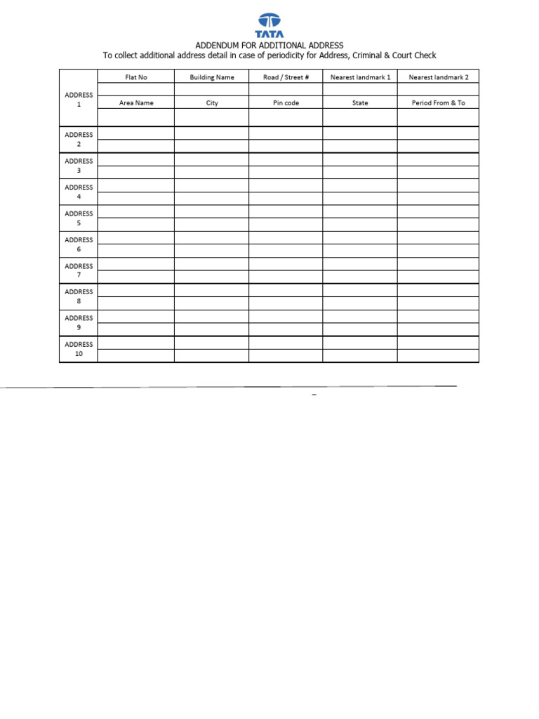 Addendum For Additional Address | PDF