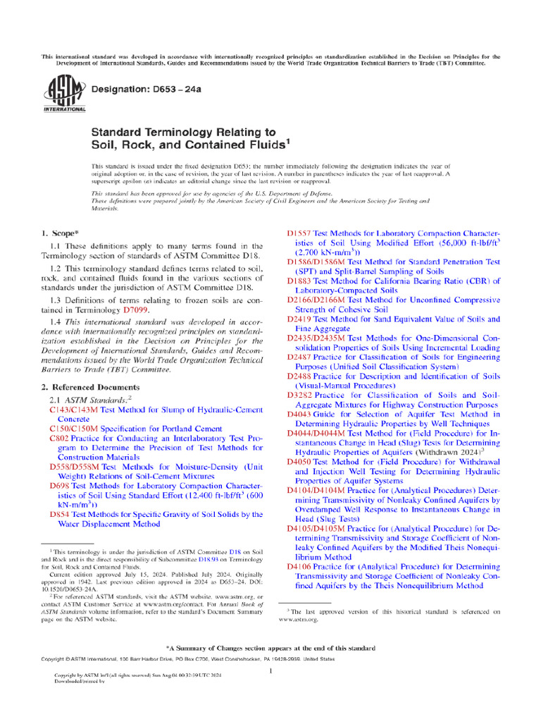 ASTM D653 岩土术语 | PDF