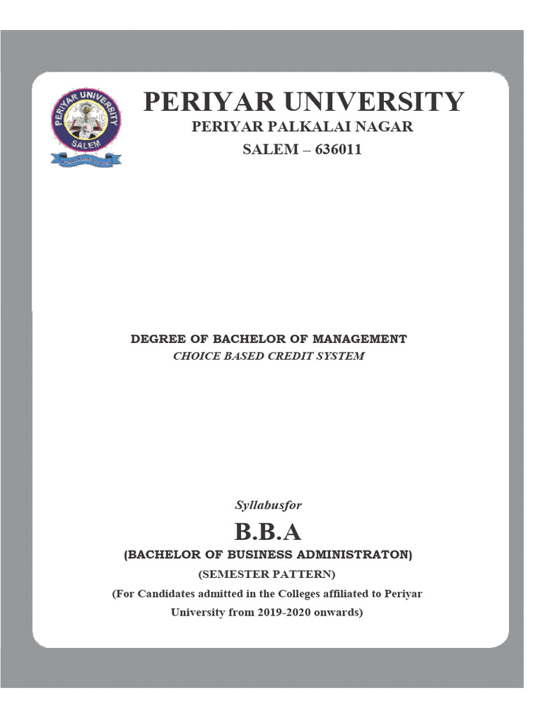 Bba 2019-20 Syllabus | PDF | Cost Of Living | Marketing