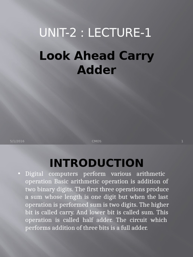 Look Ahead Carry Adder Overview | PDF | Digital Electronics | Computing