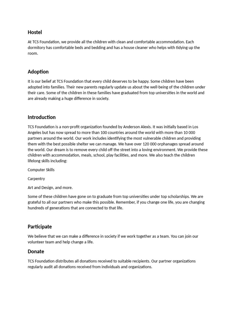 TCS Foundation | PDF