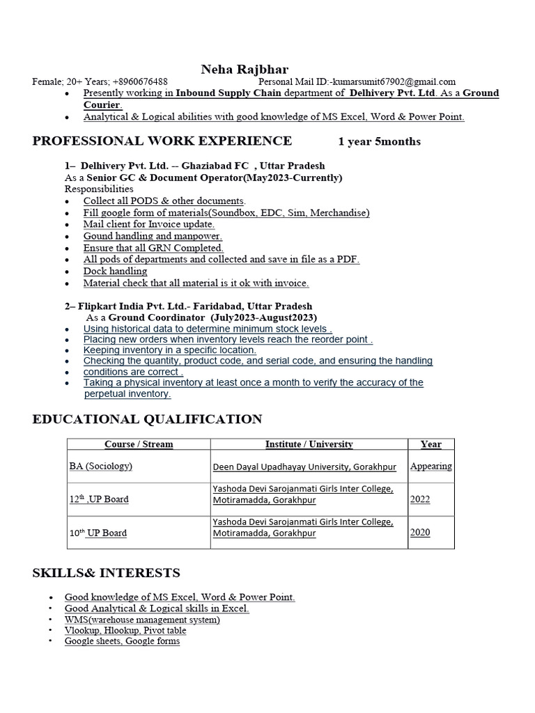 Neha cv | PDF