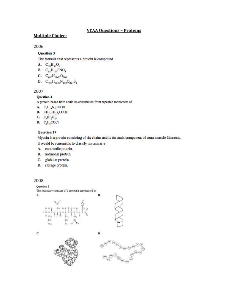Protein VCAA Qs | PDF
