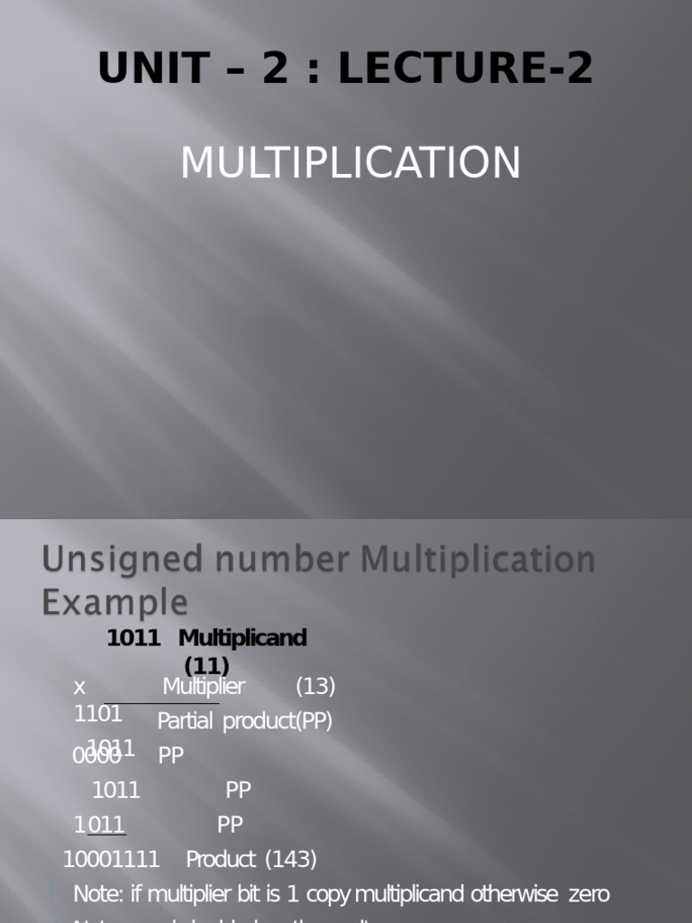 Lecture 2 - Multiplication | PDF | Multiplication | Theory Of Computation