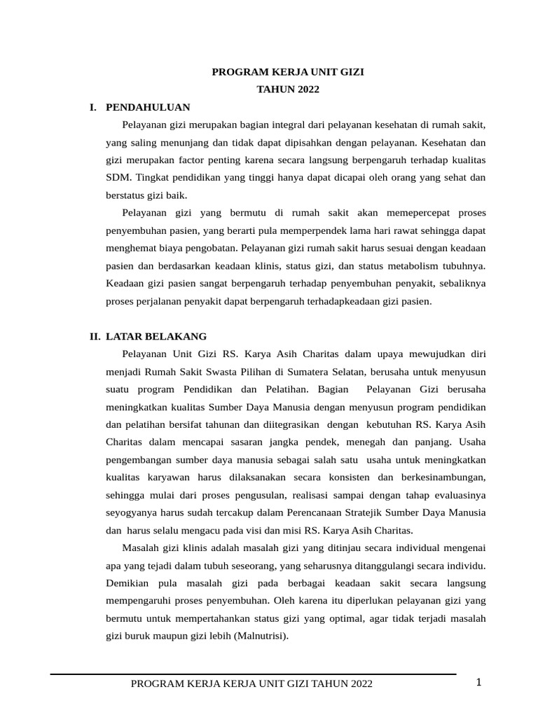 28. Program Kerja Unit Gizi 2022 | PDF