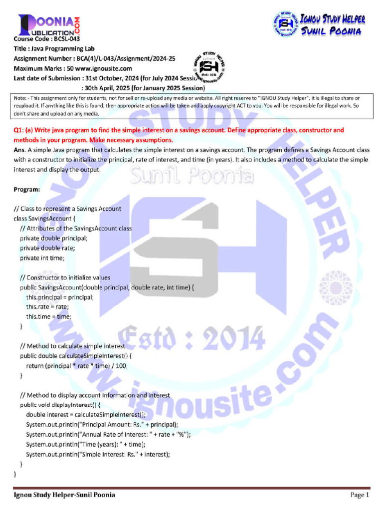 BCSL 043 2024 25 | PDF