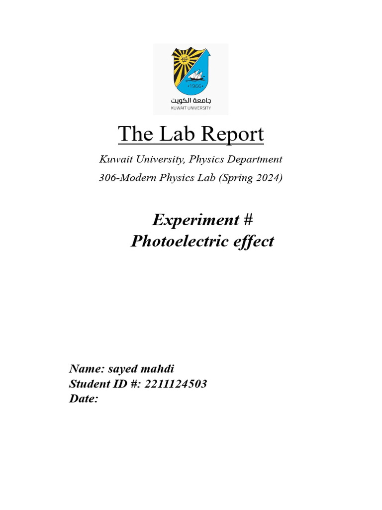 Photoelectric Effect Lab Report | PDF | Photoelectric Effect | Light
