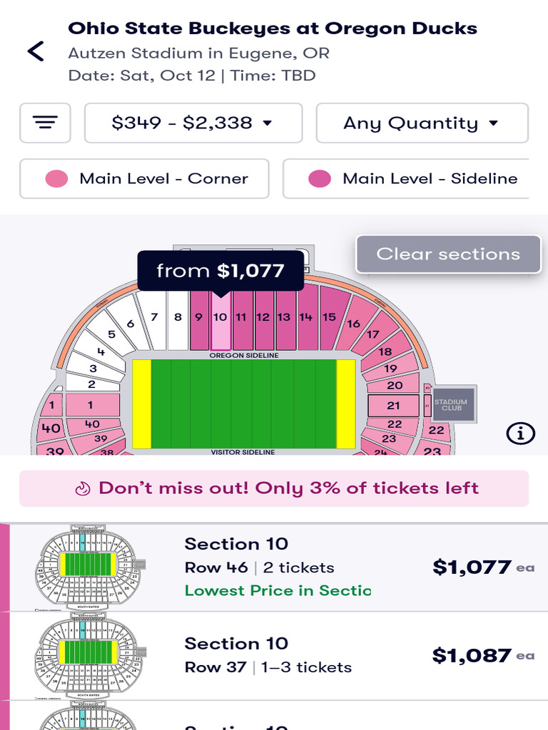 Ohio State Buckeyes at Oregon Ducks Tickets - Autzen Stadium - 10122024 ...