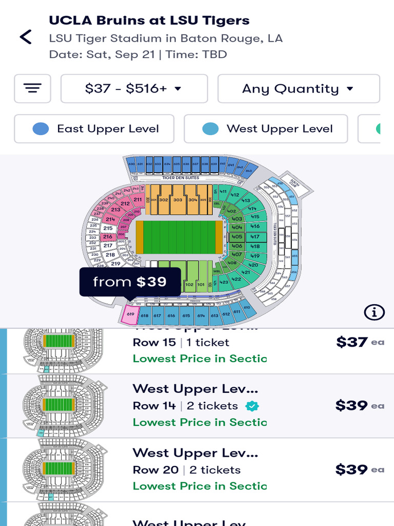 UCLA Bruins at LSU Tigers Tickets - LSU Tiger Stadium - 09212024 Vivid ...