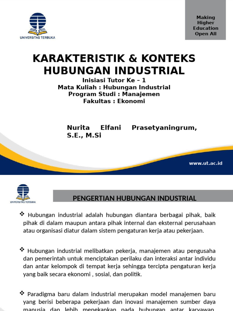 PPT 1 _ Hubungan Industrial _ Nurita Elfani P | PDF