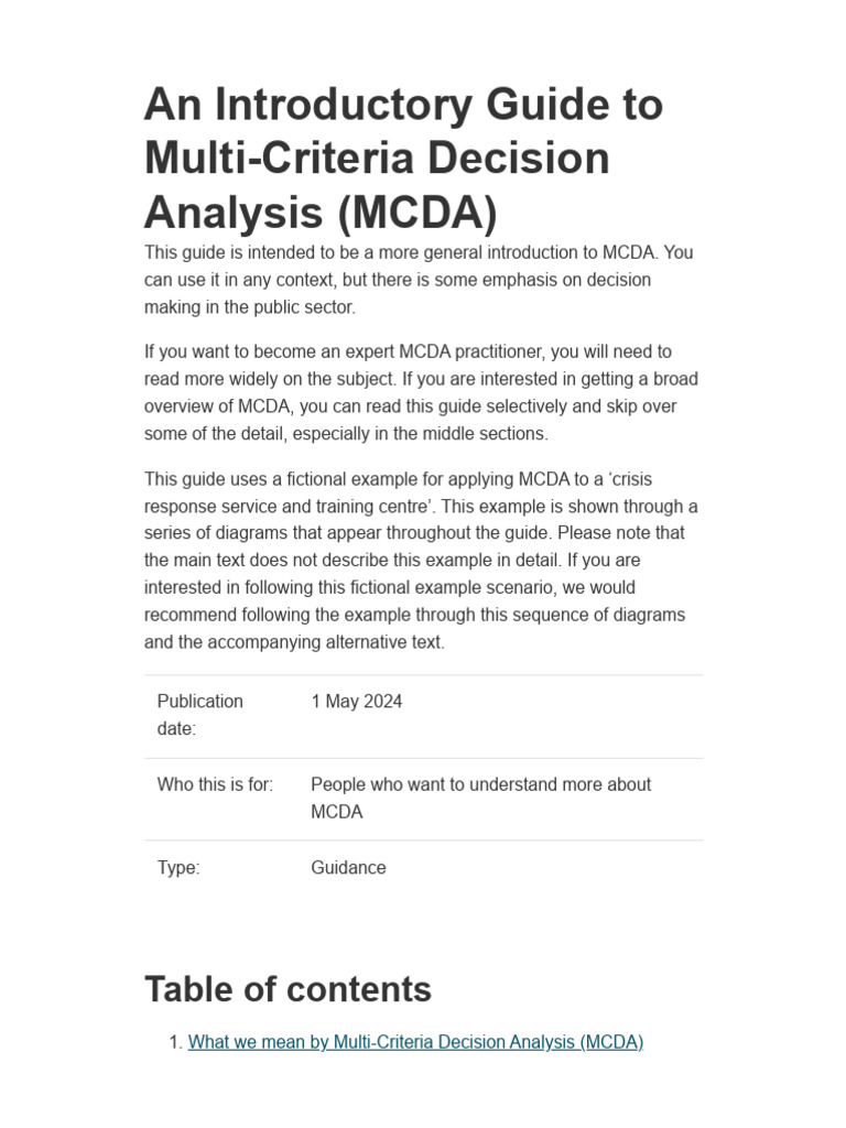 An Introductory Guide To Multi-Criteria Decision Analysis (MCDA ...