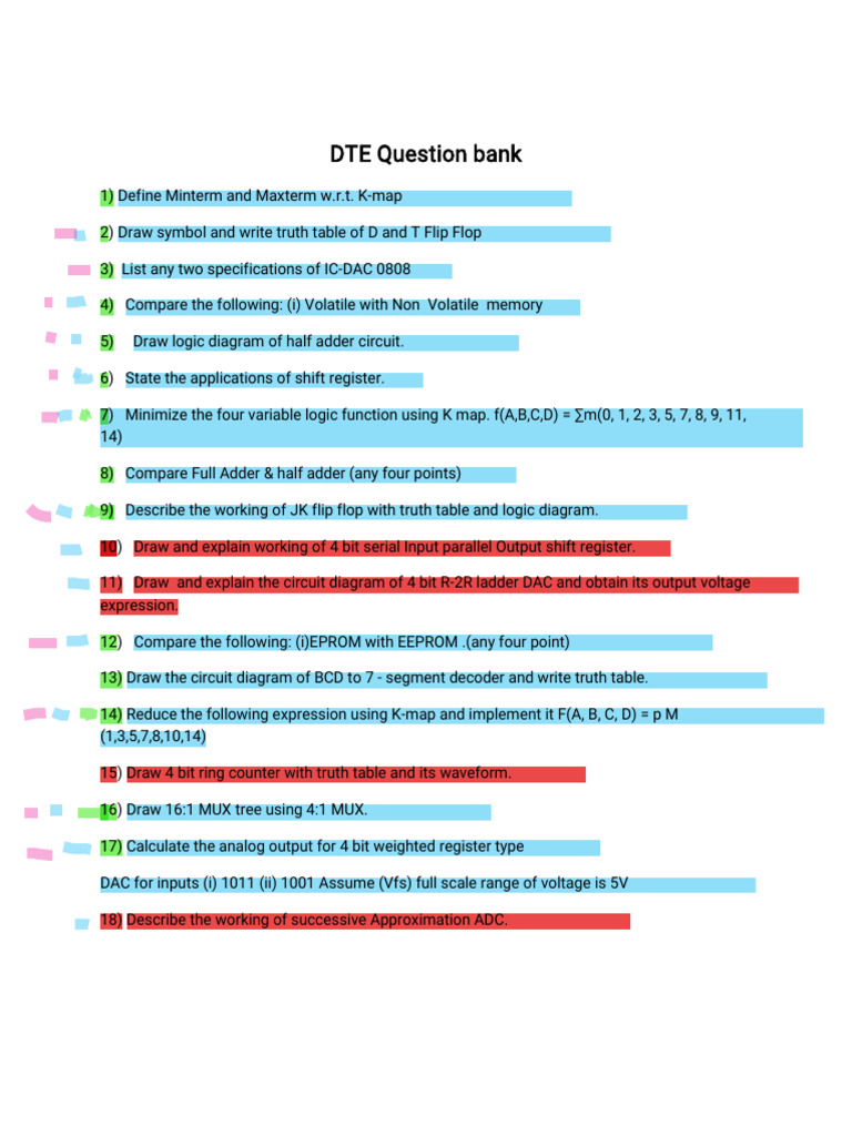 DTE Question Bank | PDF