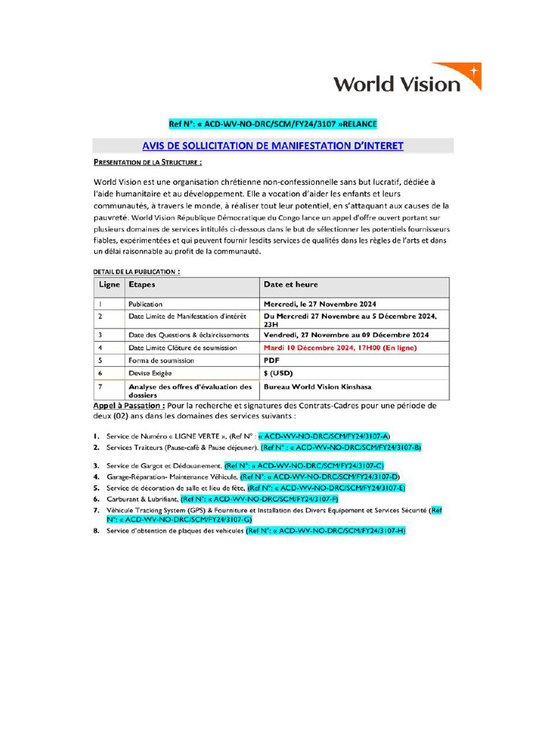 World Vision DR Congo - 241128 | PDF