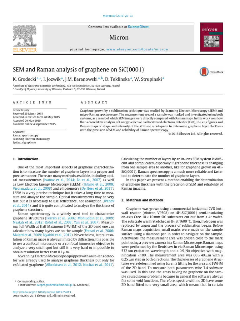 SEM and Raman Analysis of Graphene | PDF | Scanning Electron Microscope | Graphene