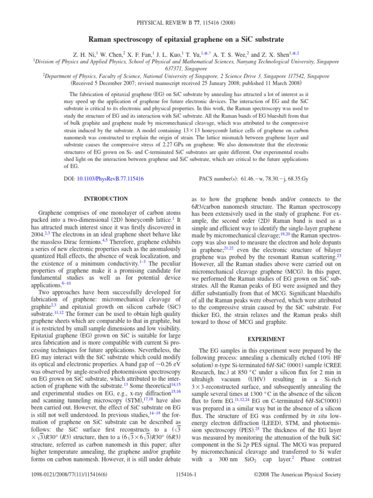 2008-PR-Raman Spectroscopy of Epitaxial Graphene On A SiC Substrate ...